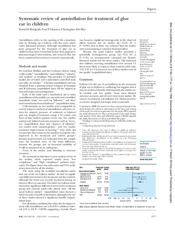 (PDF) Systematic review of autoinflation for treatment of glue ear in ...