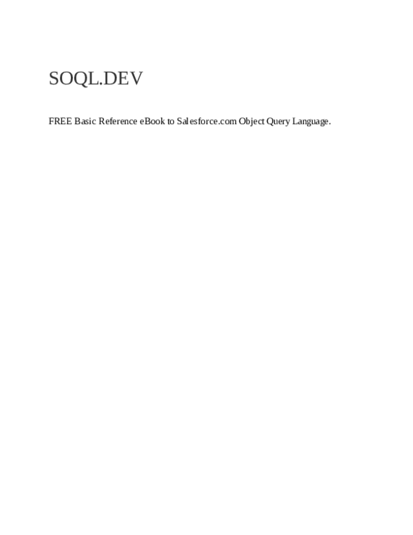 (PDF) SOQL: A Quick Reference Book (PDF) SOQL: A Quick Reference Book