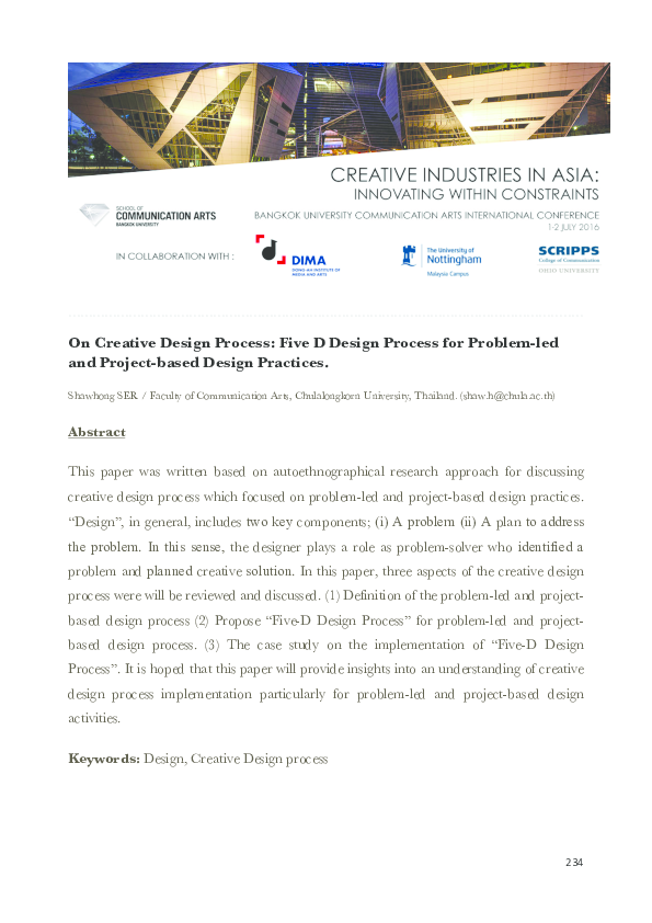 (PDF) On Creative Design Process: Five-D Design Process for Problem-led ...