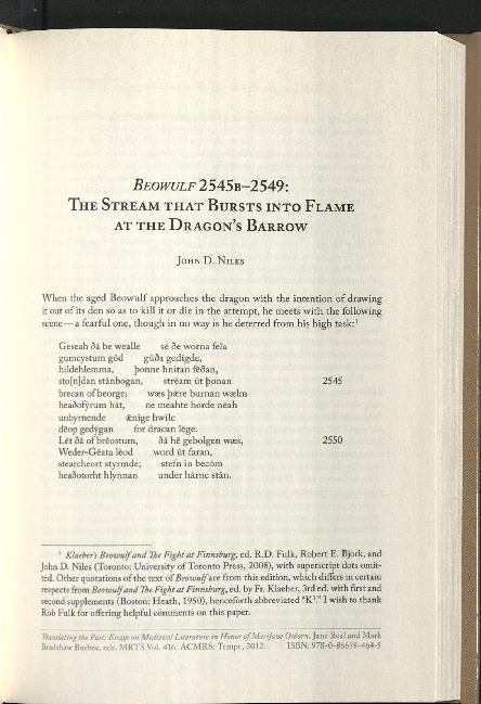 (PDF) 'Beowulf' 2545b-2549: The Stream that Bursts into Flame at the ...