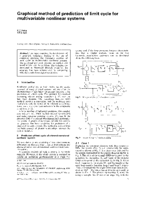 Pdf Graphical Method Of Prediction Of Limit Cycle For Multivariable Nonlinear Systems