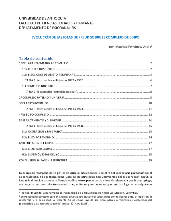 (PDF) Evolución de las ideas de Freud sobre el complejo de Edipo
