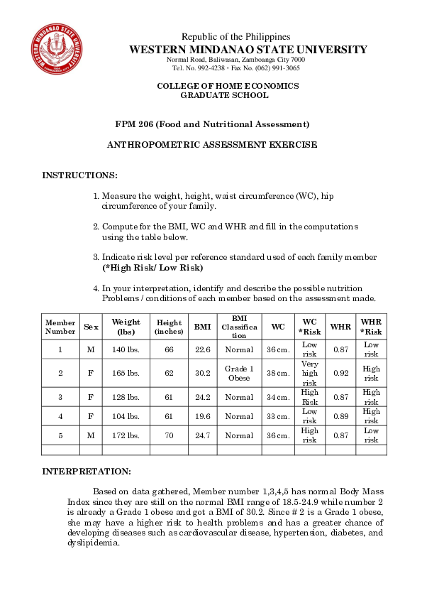 (DOC) Anthropometric Assessment ExerciseI 2 (1)