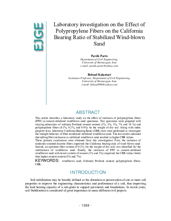 (PDF) Laboratory investigation on the Effect of Polypropylene Fibers on ...