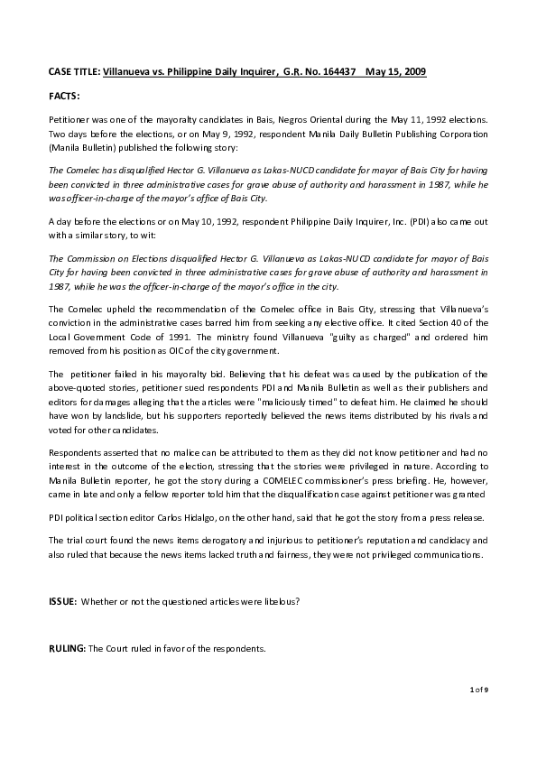 (PDF) Case Digests Summaries