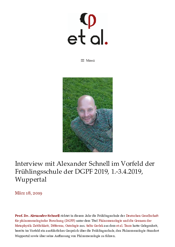 (PDF) Interview mit Alexander Schnell im Vorfeld der Fruhlingsschule ...