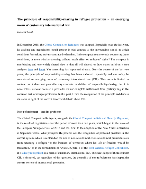 (PDF) The principle of responsibility-sharing in refugee protection ...