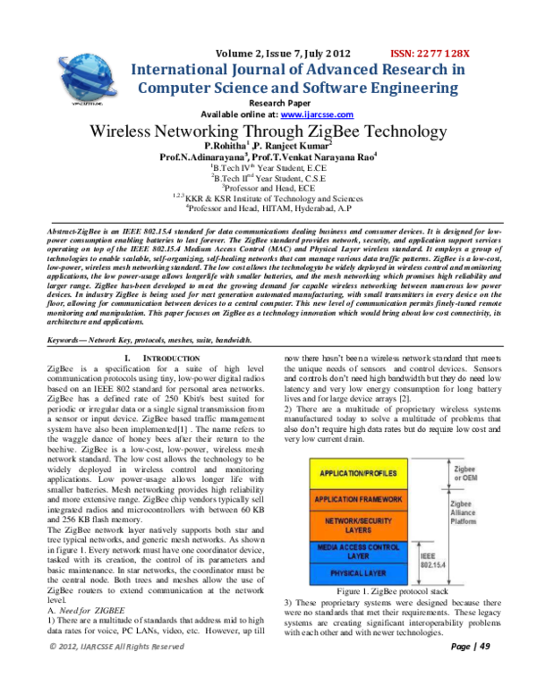 (PDF) Wireless Networking Through ZigBee Technology