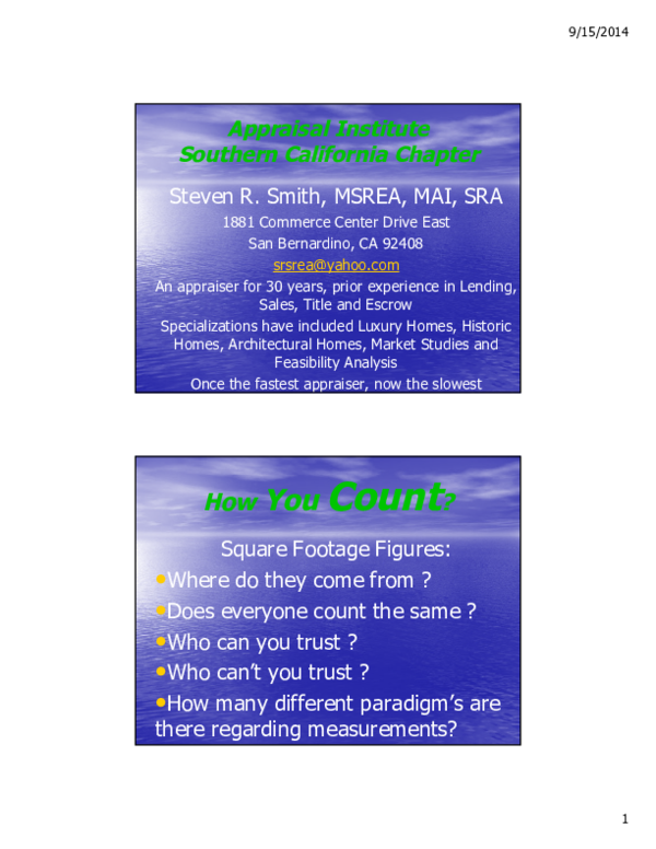 (PDF) Appraisal Institute Southern California Chapter | Steven R Smith ...