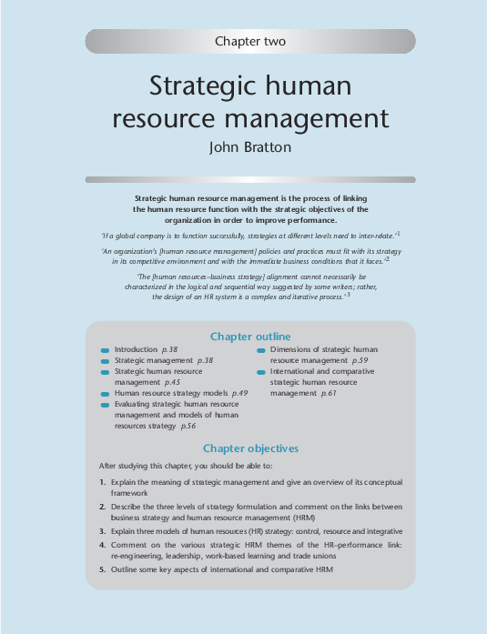 (PDF) Strategic human resource management Chapter two