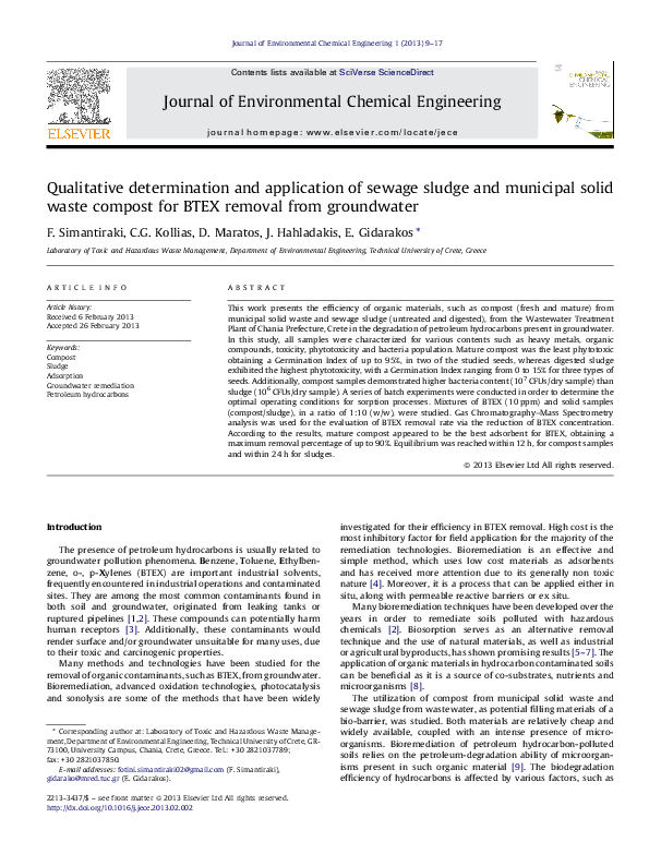(PDF) Qualitative determination and application of sewage sludge and municipal solid waste ...
