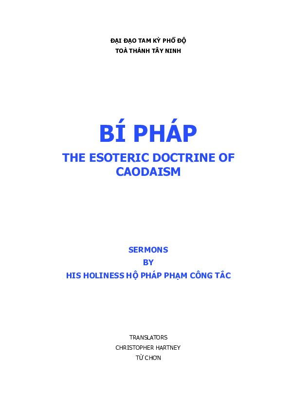 (PDF) Bí Pháp: The Secret or Esoteric Doctrine of Caodaism by Phạm Công ...