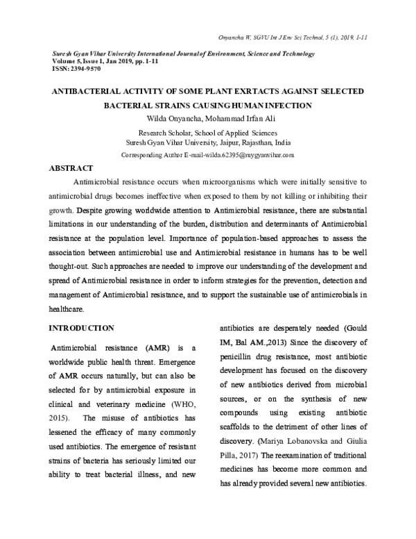 (PDF) ANTIBACTERIAL ACTIVITY OF SOME PLANT EXRTACTS AGAINST SELECTED ...