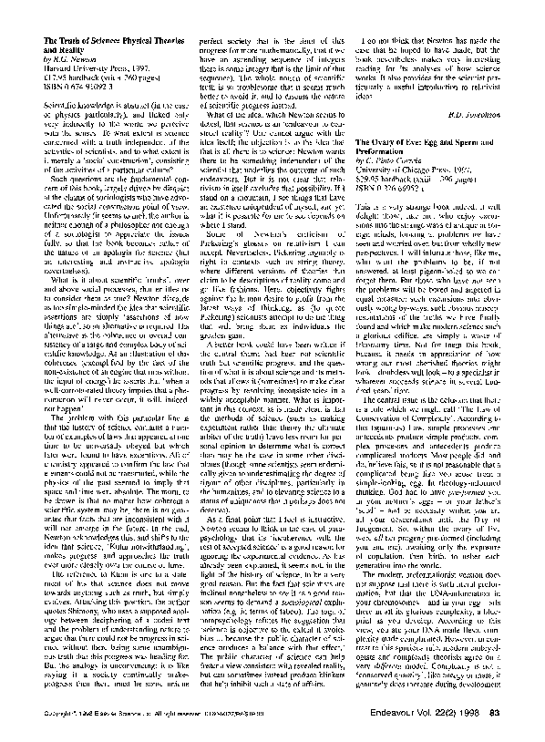 (PDF) The truth of science: Physical theories and reality