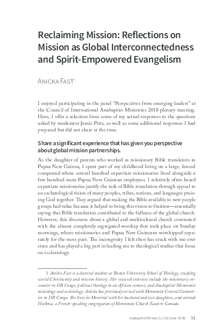 (PDF) Reclaiming Mission: Reflections on Mission as Global ...