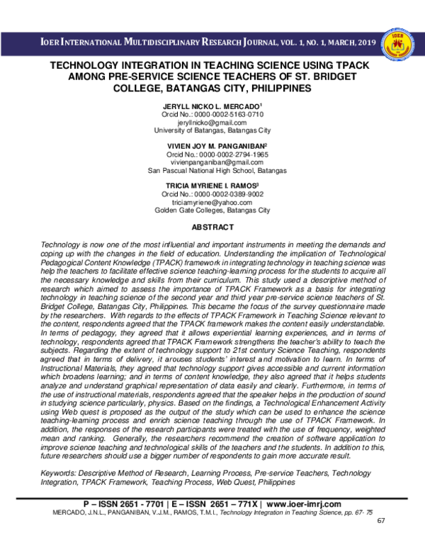 (PDF) Technology Integration in Teaching Science