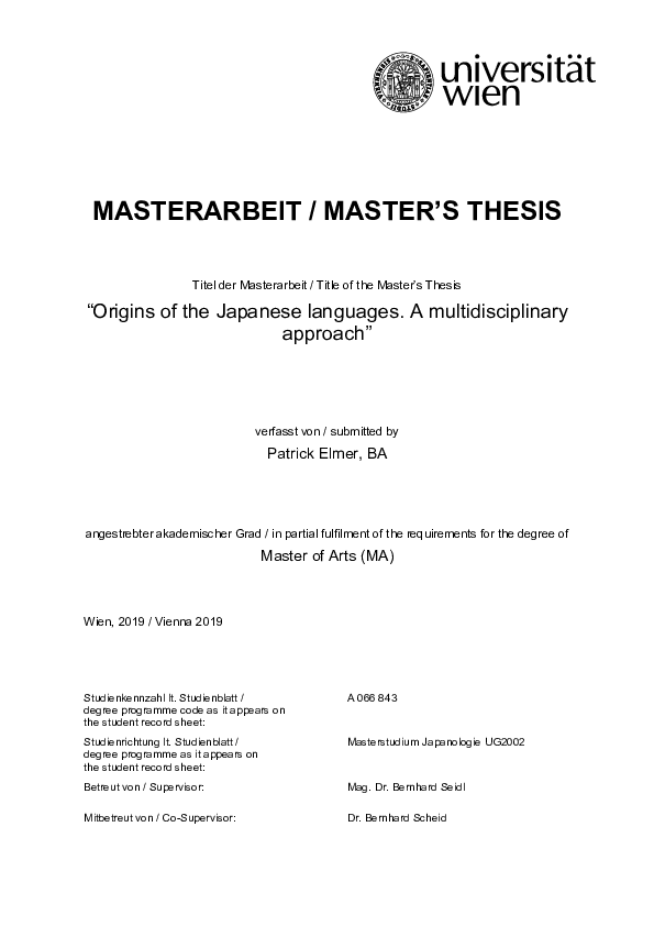 (PDF) Origins of the Japanese languages - A multidisciplinary approach