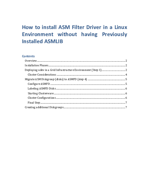 Pdf How To Install Asm Filter Driver In A Linux Environment Without Having Previously