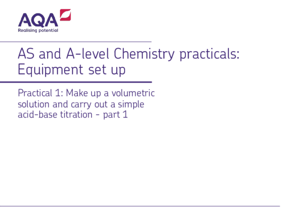 (PDF) AS and A-level Chemistry practicals: Equipment set up Practical 1 ...