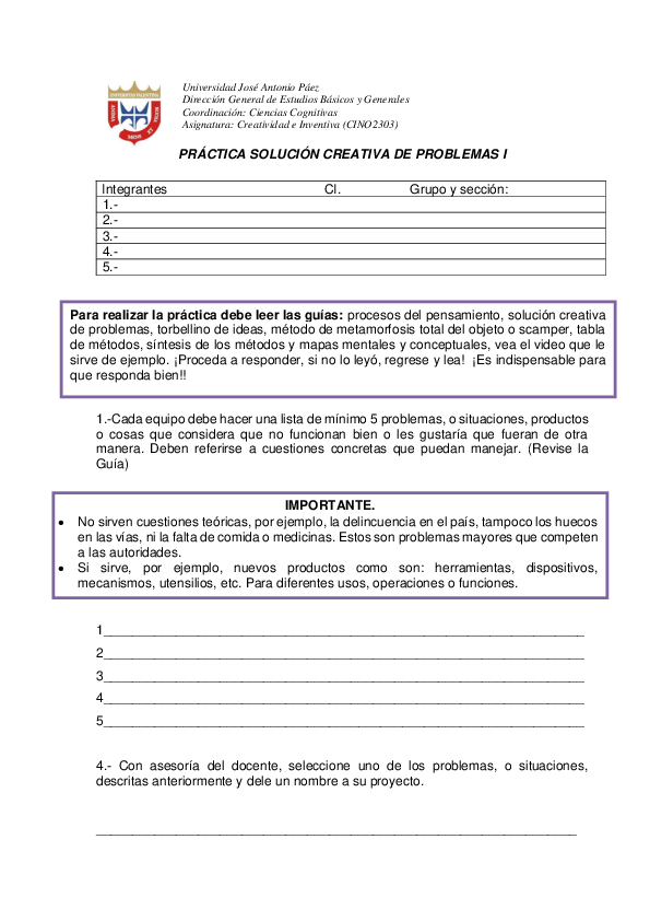 (DOC) Práctica 4. Solución creativa de problemas I.-