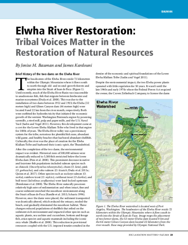 (PDF) Elwha River Restoration: Tribal Voices Matter in the Restoration ...