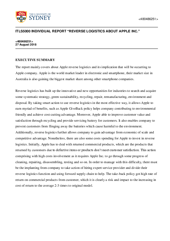 (DOC) How Apple Applies Reverse Logistics Efficiently In Their Business