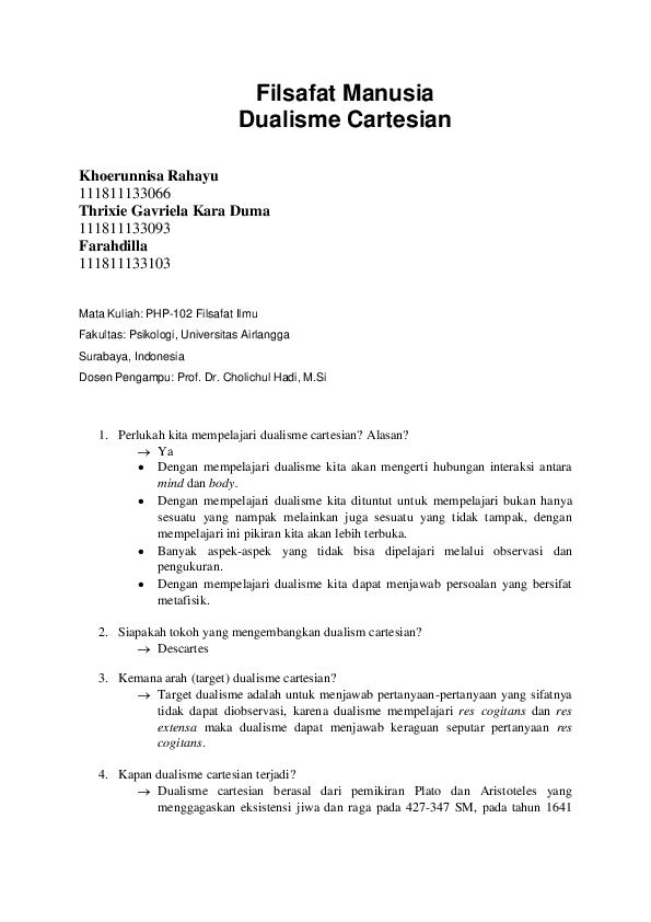 (DOC) DUALISME CARTESIAN