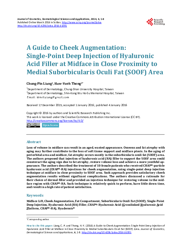 (PDF) Hyaluronic Acid Filler at Midface in Close Proximity to Medial ...