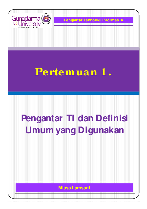(PDF) Pengantar Teknologi Informasi A Pertemuan 1. Pengantar Teknologi ...