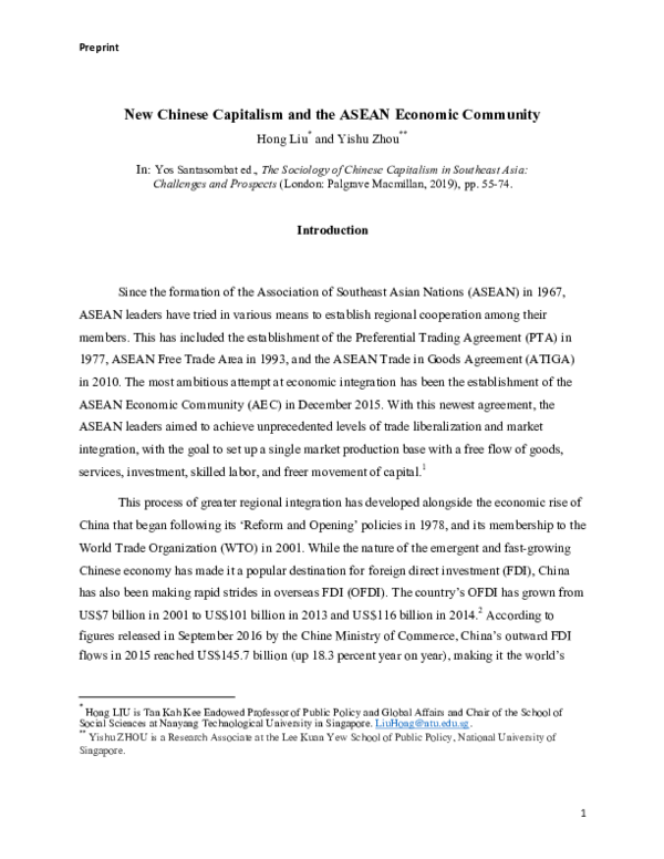 (PDF) New Chinese Capitalism and the ASEAN Economic Community