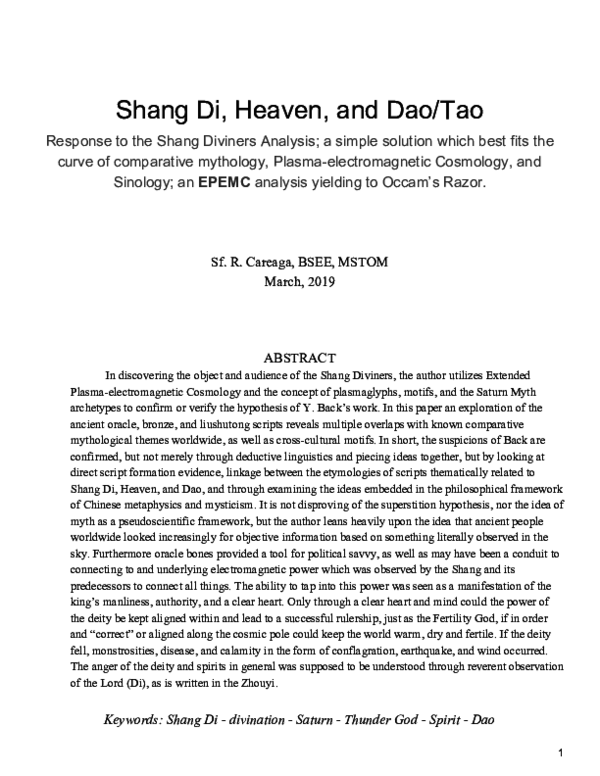 (PDF) Shang Di Heaven and Dao