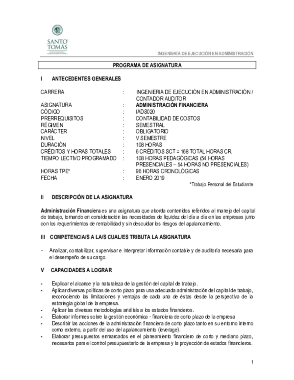 (PDF) INGENIERÍA DE EJECUCIÓN EN ADMINISTRACIÓN PROGRAMA DE ASIGNATURA
