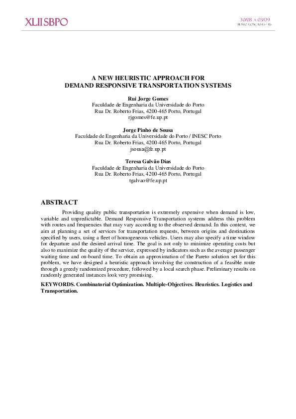 (PDF) A New Heuristic Approach For Demand Responsive Trasnportation Systems
