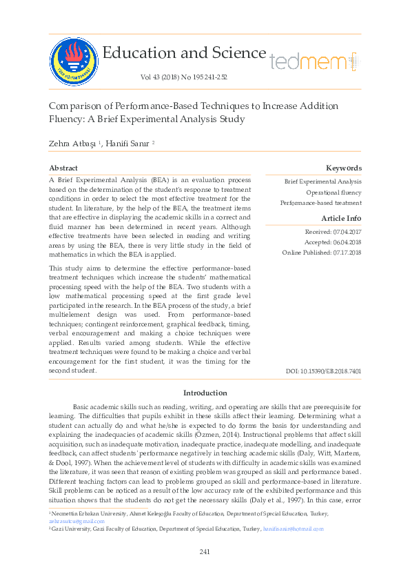 (PDF) Comparison of Performance-Based Techniques to Increase Addition ...