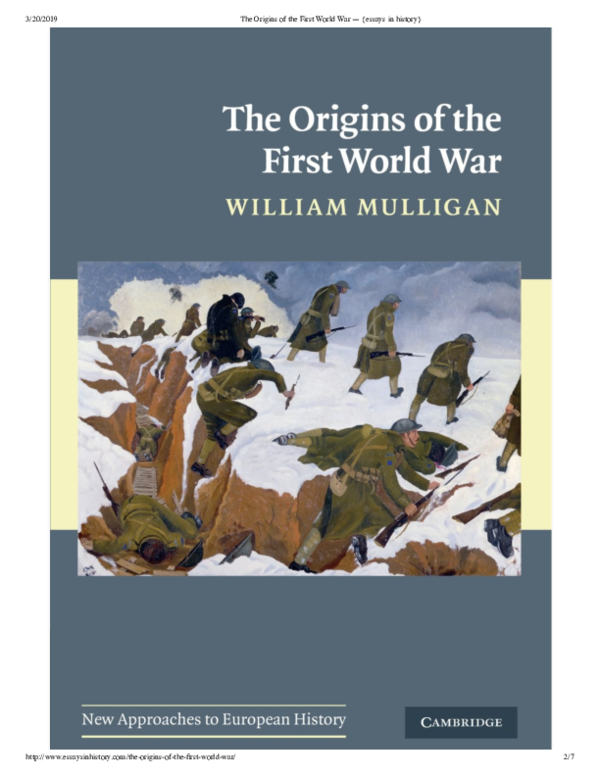 (PDF) William Mulligan, The Origins of the First World War (Cambridge ...