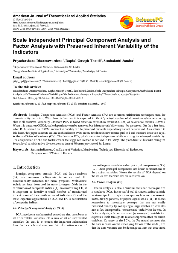 (PDF) Scale Independent Principal Component Analysis and Factor ...