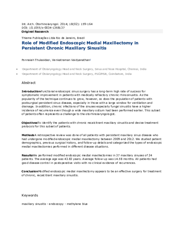 (DOC) Medial Maxillectomy- published | Thulasidas Ponniah - Academia.edu