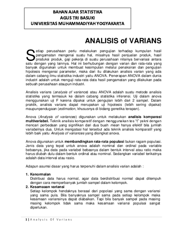 (PDF) Anova dan aplikasi dalam ekonomi