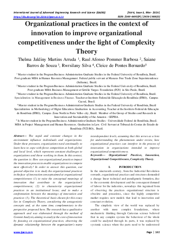 (PDF) Organizational practices in the context of innovation to improve ...