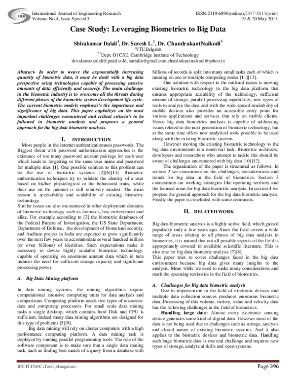 (PDF) Case Study: Leveraging Biometrics to Big Data