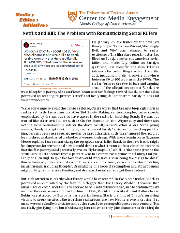 (PDF) Netflix and Kill: The Problem with Romanticizing Serial Killers