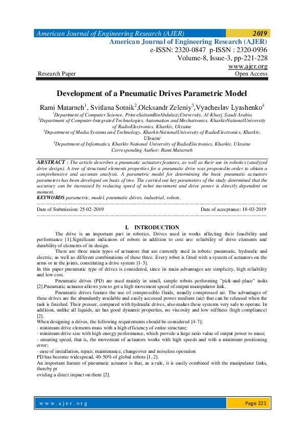 (PDF) Development of a Pneumatic Drives Parametric Model