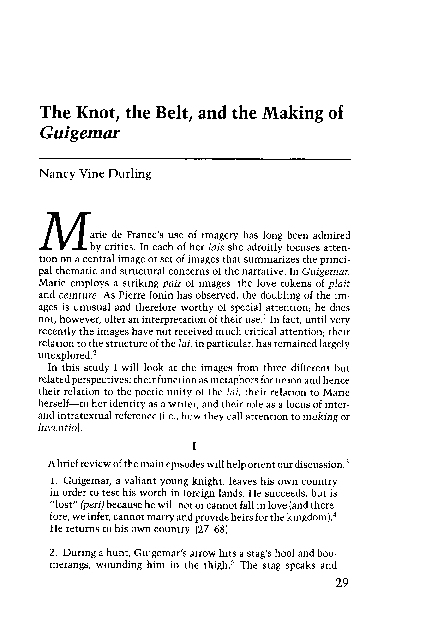 (PDF) The Knot, the Belt and the Making of Guigemar