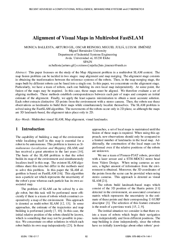 (PDF) Alignment of visual maps in multirobot FastSLAM | luis jimenez - Academia.edu