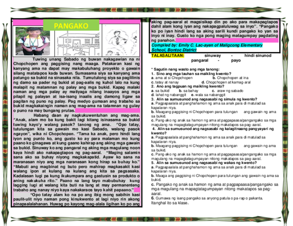 (DOC) LOCALIZED READING MATERIALS IN FILIPINO copy