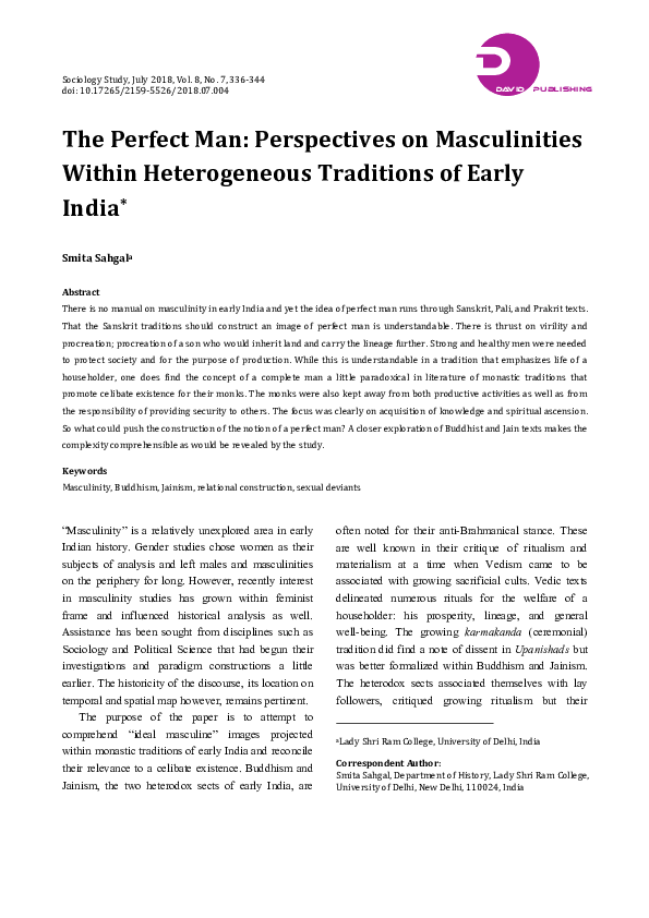 (PDF) The Perfect Man: Perspectives on Masculinities Within ...