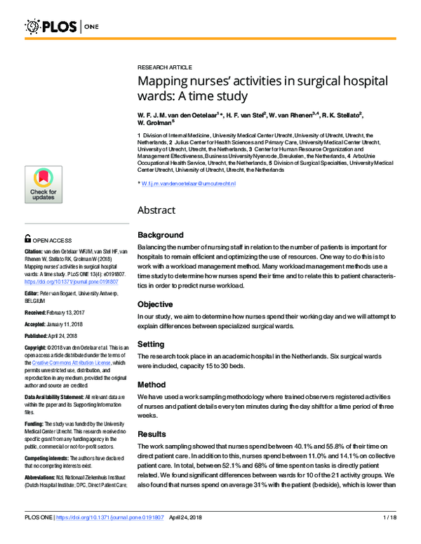 (PDF) Mapping nurses' activities in surgical hospital wards: A time study