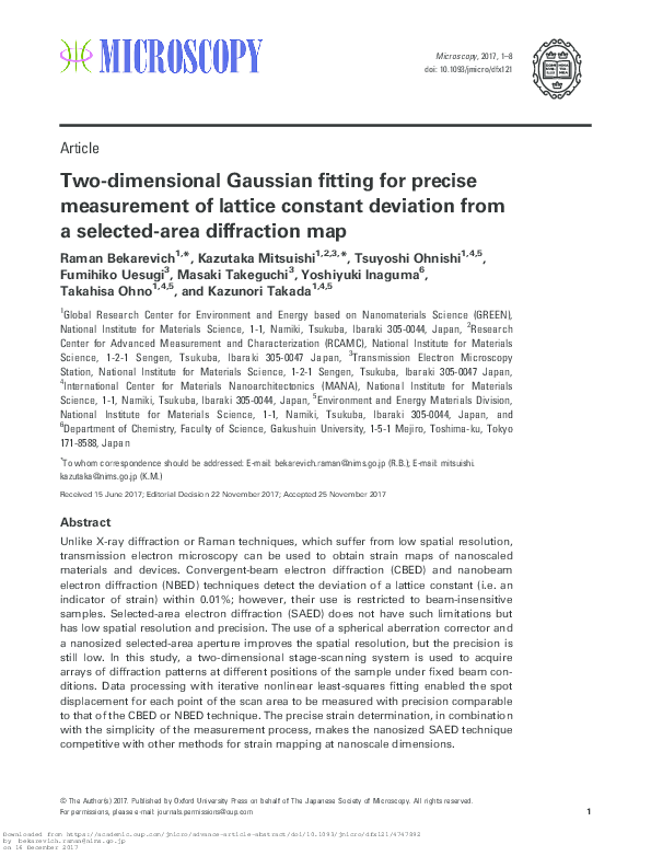 (PDF) Two-dimensional Gaussian fitting for precise measurement of ...