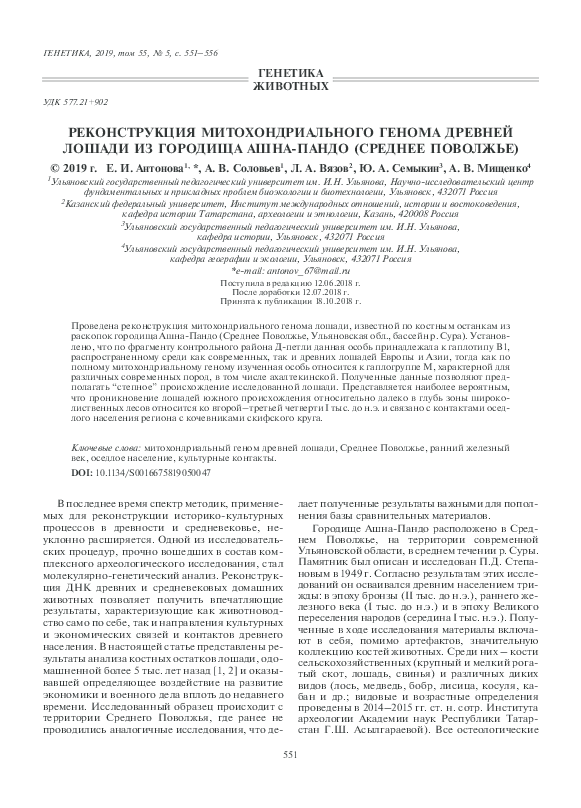 (PDF) Reconstruction of Mitochondrial Genome of Ancient Horse from ...