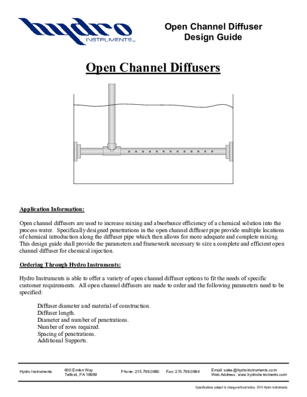 (PDF) Open Channel Diffuser Design Guide Open Channel Diffusers